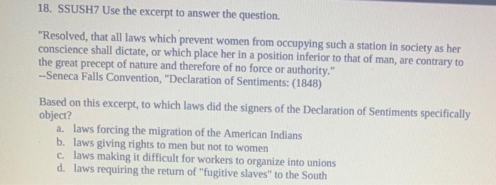 Solved 19. SSUSH7 Use the table to answer the question. What | Chegg.com