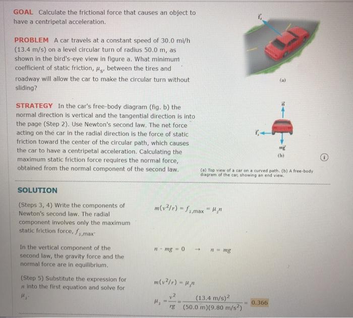 Solved GOAL Calculate the frictional force that causes an | Chegg.com