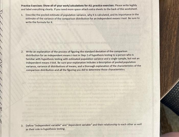 Solved Practice Exercises: Show all of your | Chegg.com