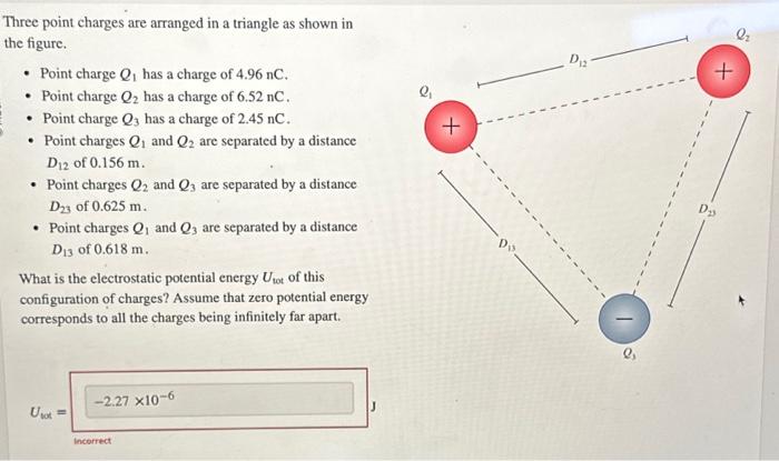 Solved Three point charges are arranged in a triangle as | Chegg.com