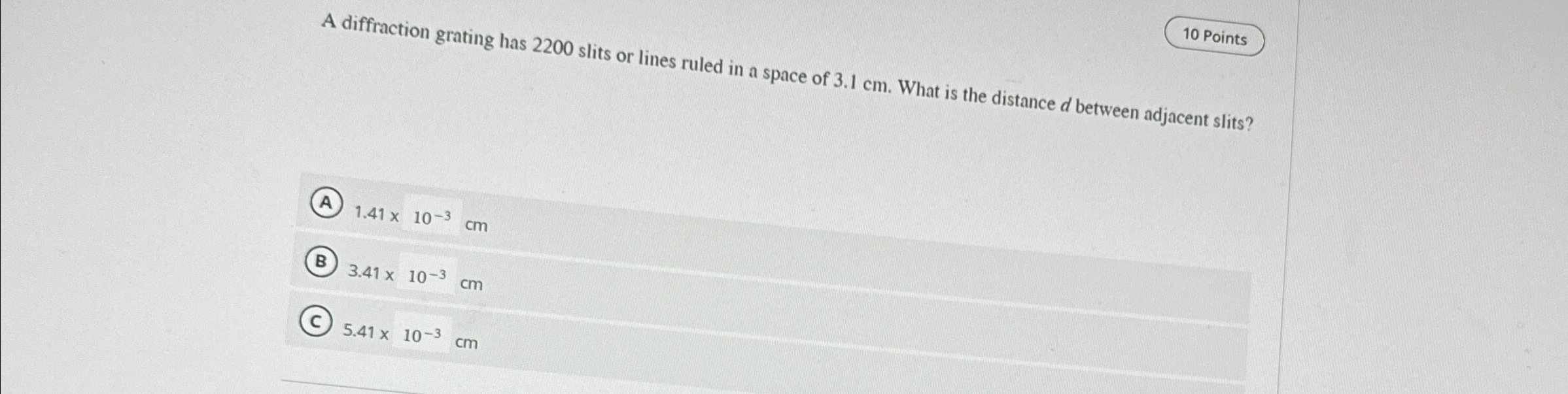 Solved A Diffraction Grating Has 2200 ﻿slits Or Lines Ruled