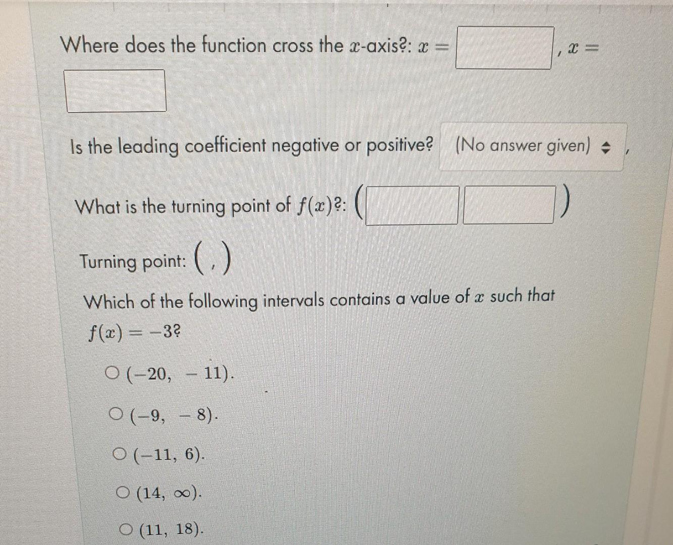 Solved Given this aranh of a nuradratir function.Where does | Chegg.com