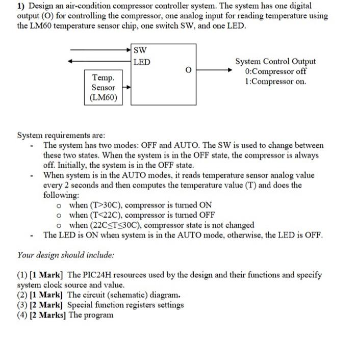 1) Design an air-condition compressor controller | Chegg.com