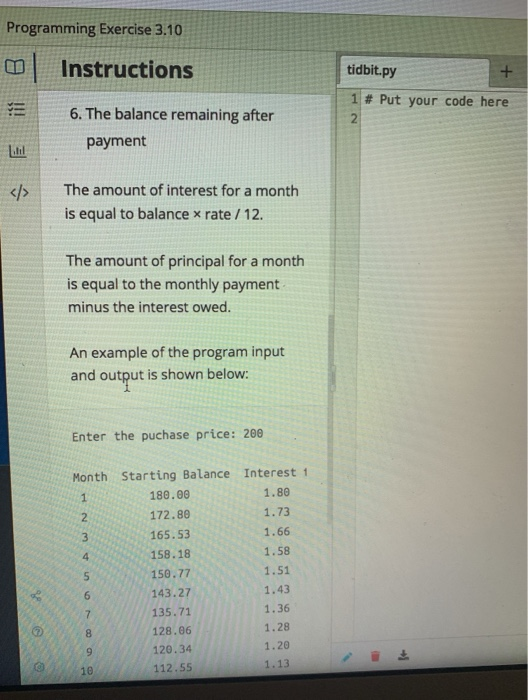 Solved 0 Instructions tidbit.py + 1 # Put your code here 2 | Chegg.com