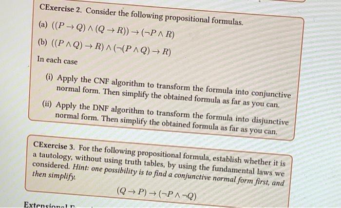Solved CExercise 2. Consider the following propositional | Chegg.com