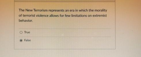 Solved The New Terrorism represents an era in which the | Chegg.com