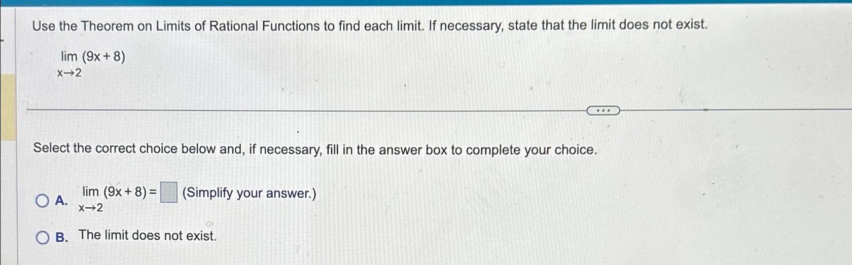Solved Use the Theorem on Limits of Rational Functions to | Chegg.com