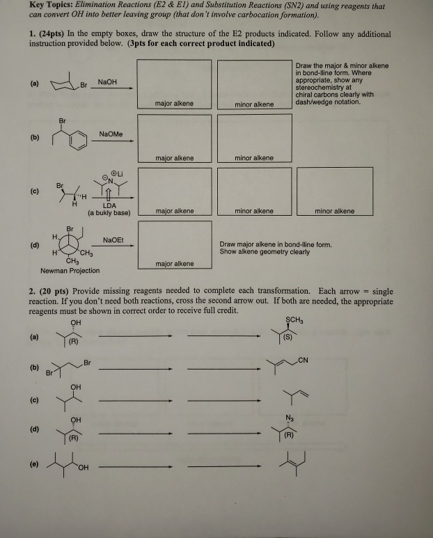 Solved 1. In the empty boxes, draw the structure of the E2 | Chegg.com