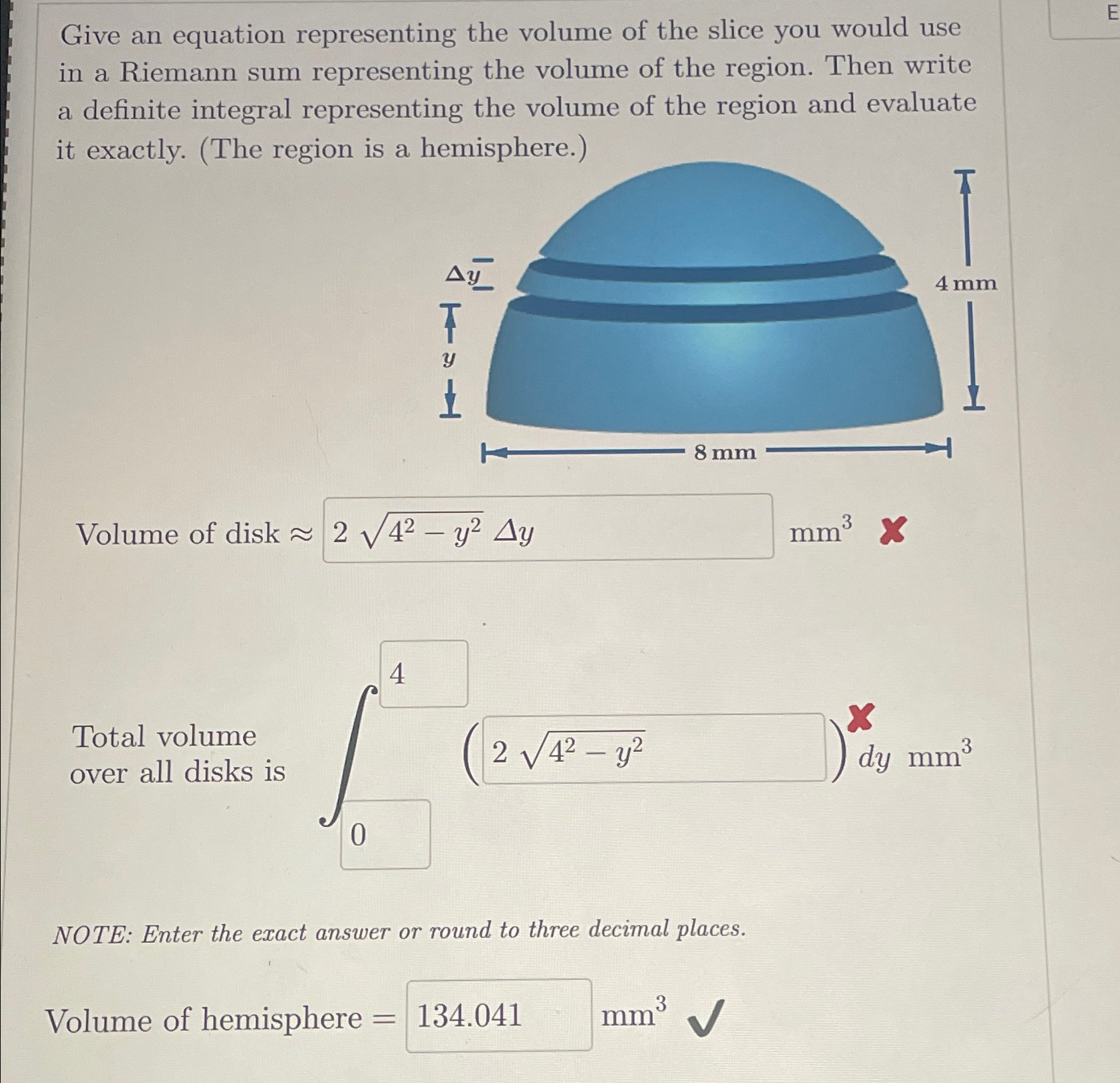 Solved Give an equation representing the volume of the slice | Chegg.com