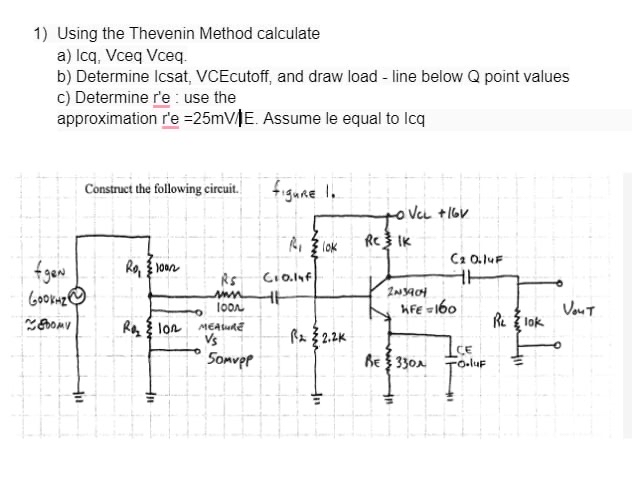 Solved Using the Thevenin Method calculatea) ﻿Icq, Vceq | Chegg.com
