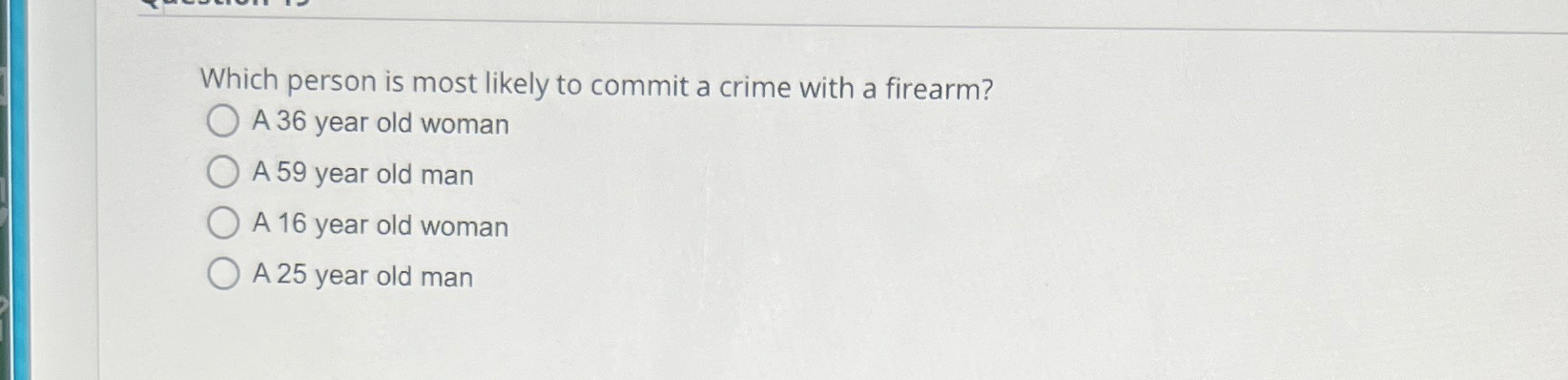 Solved Which person is most likely to commit a crime with a | Chegg.com