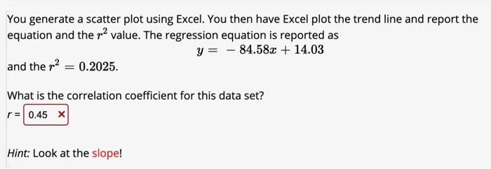 Solved You generate a scatter plot using Excel. You then | Chegg.com