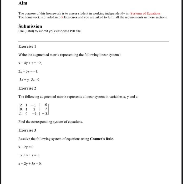 Solved Aim The purpose of this homework is to assess student | Chegg.com