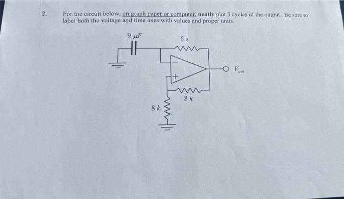 Solved 2. For the circuit below, on graph paper or computer, | Chegg.com