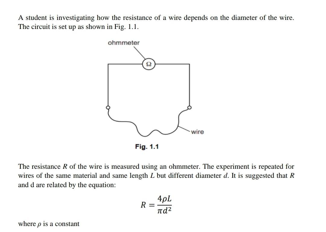 A student is investigating how the resistance of a | Chegg.com