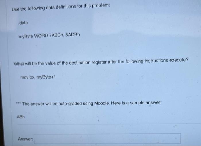 Solved Use the following data definitions for this problem: | Chegg.com