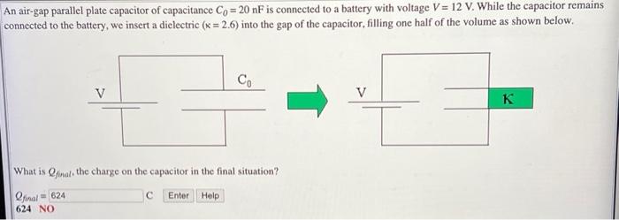 Solved An air-gap parallel plate capacitor of capacitance | Chegg.com