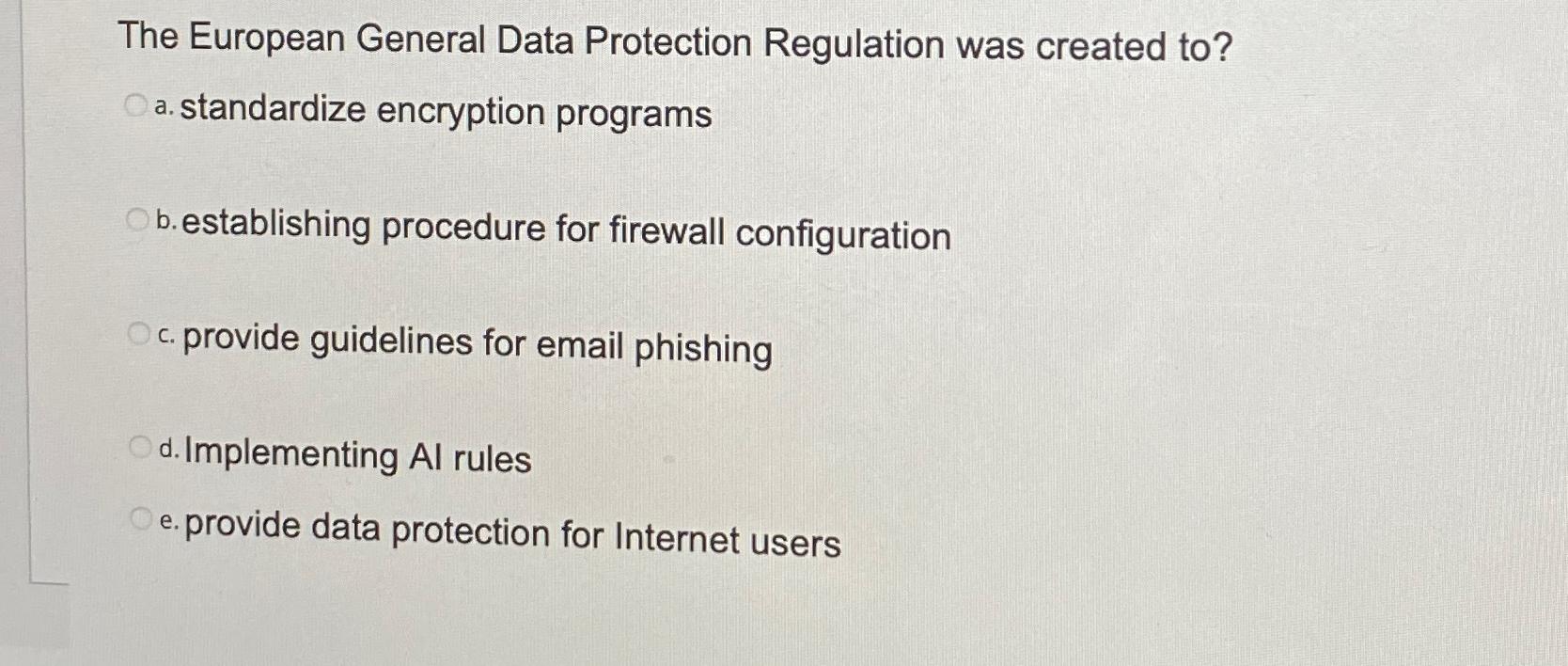 Solved The European General Data Protection Regulation was | Chegg.com