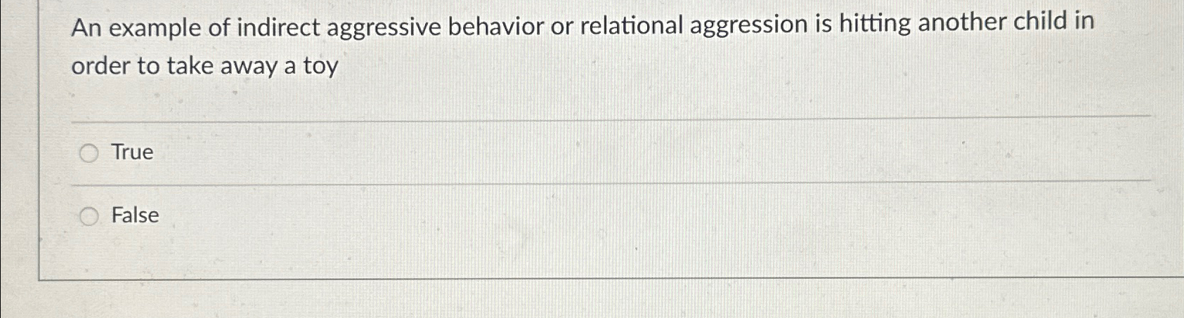 Solved An example of indirect aggressive behavior or | Chegg.com