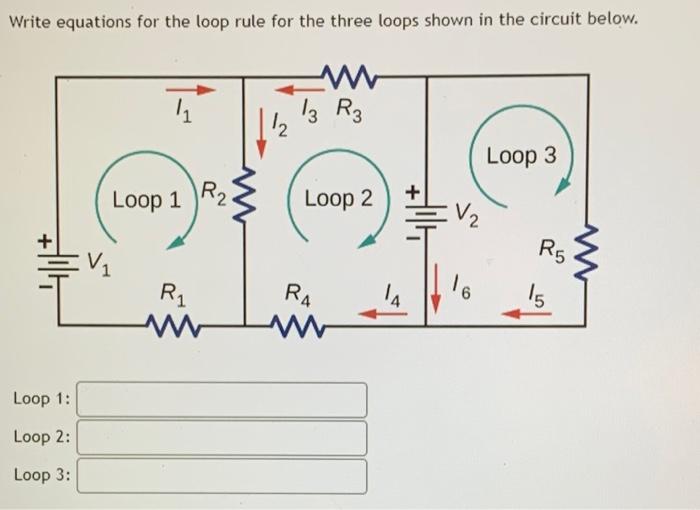 Solved Write equations for the loop rule for the three loops | Chegg.com
