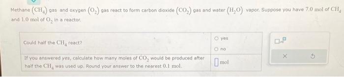 Solved Methane (CH4) gas and oxygen (O2) gas react to form | Chegg.com