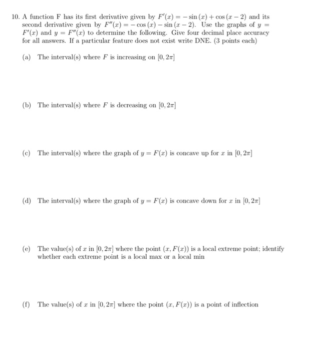 Solved 10. A function F has its first derivative given by | Chegg.com