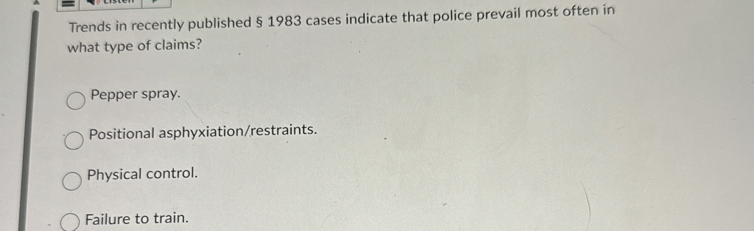 Solved Trends in recently published §1983 ﻿cases indicate | Chegg.com