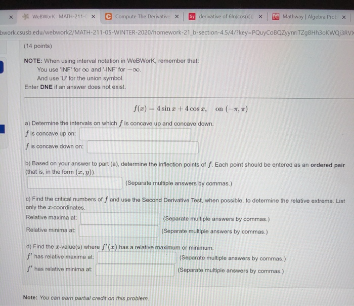 Solved x WebWork: MATH-211- X C Compute The Derivative x Sy | Chegg.com