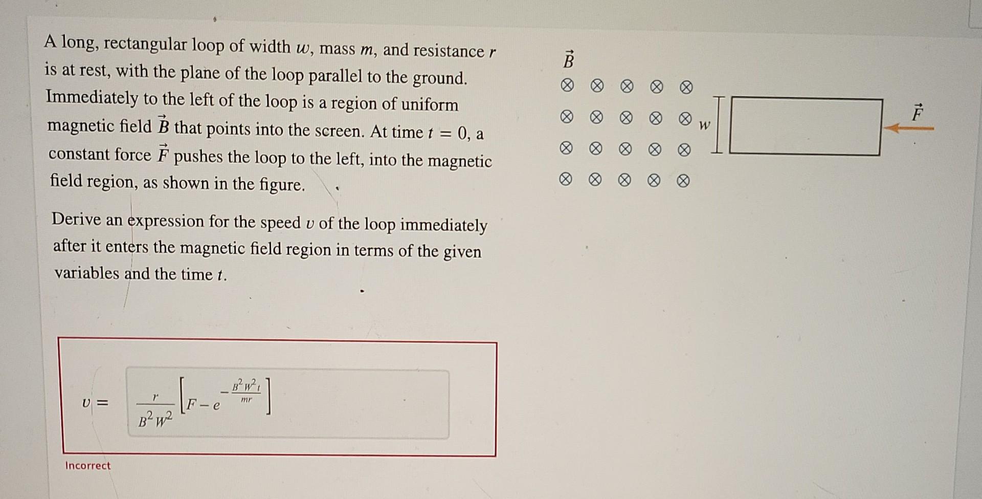 Solved B ♡ A Long Rectangular Loop Of Width W Mass M And 