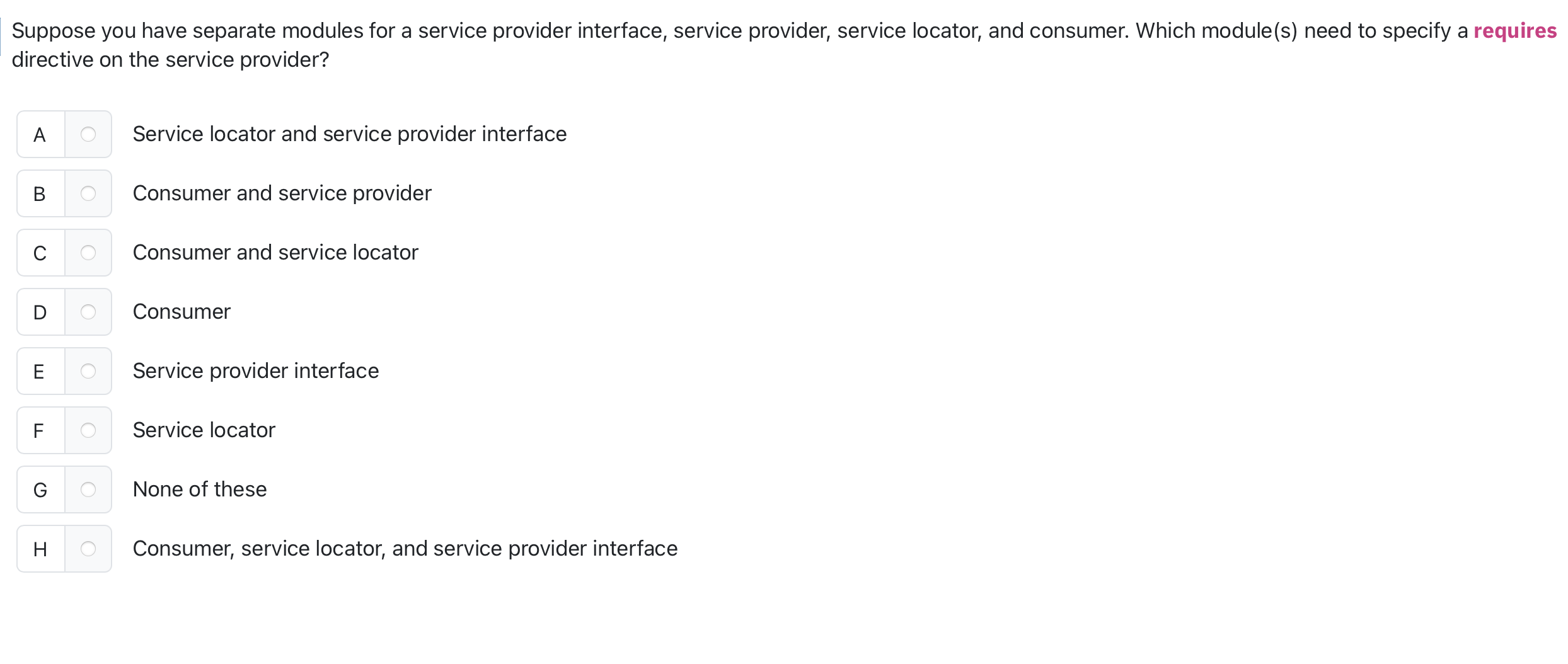 Solved Suppose you have separate modules for a service | Chegg.com