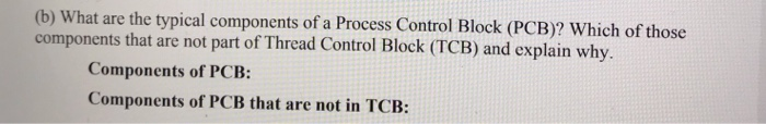 Solved (b) What are the typical components of a Process | Chegg.com