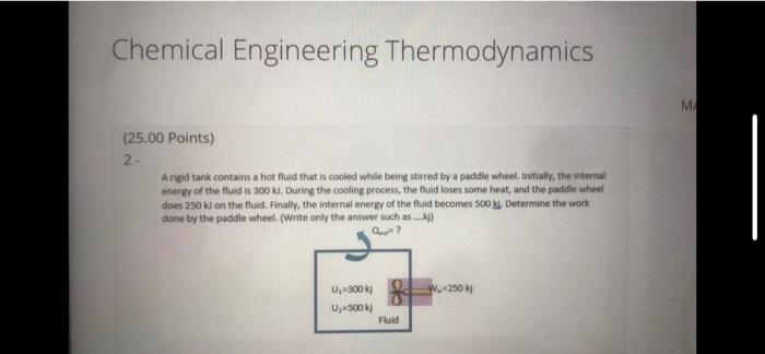 Solved Chemical Engineering Thermodynamics 2- A rigid tank | Chegg.com