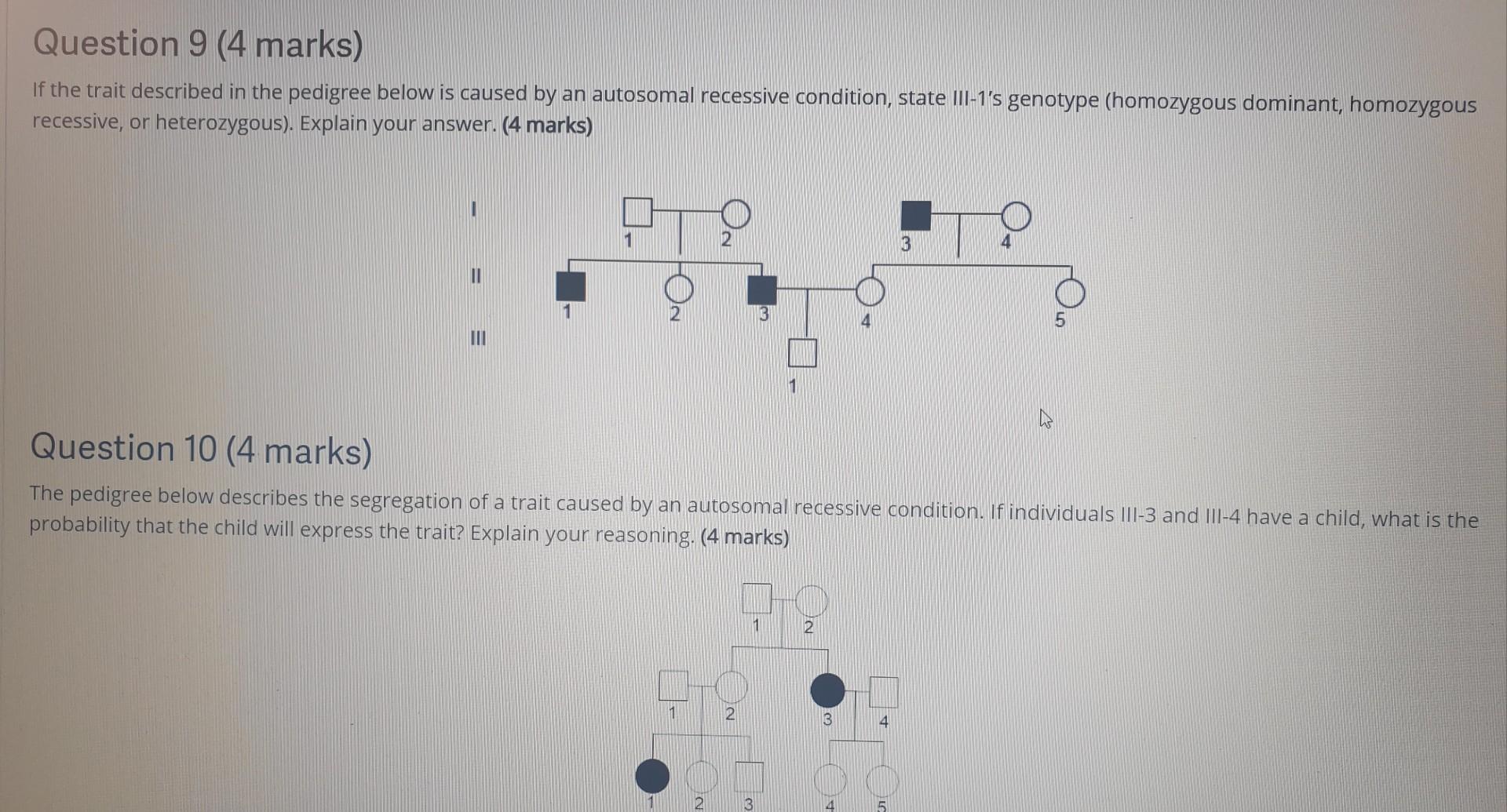 Solved If the trait described in the pedigree below is | Chegg.com