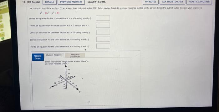 Solved y2−81x2−y2=11 CWete an tquation for ton crese section | Chegg.com