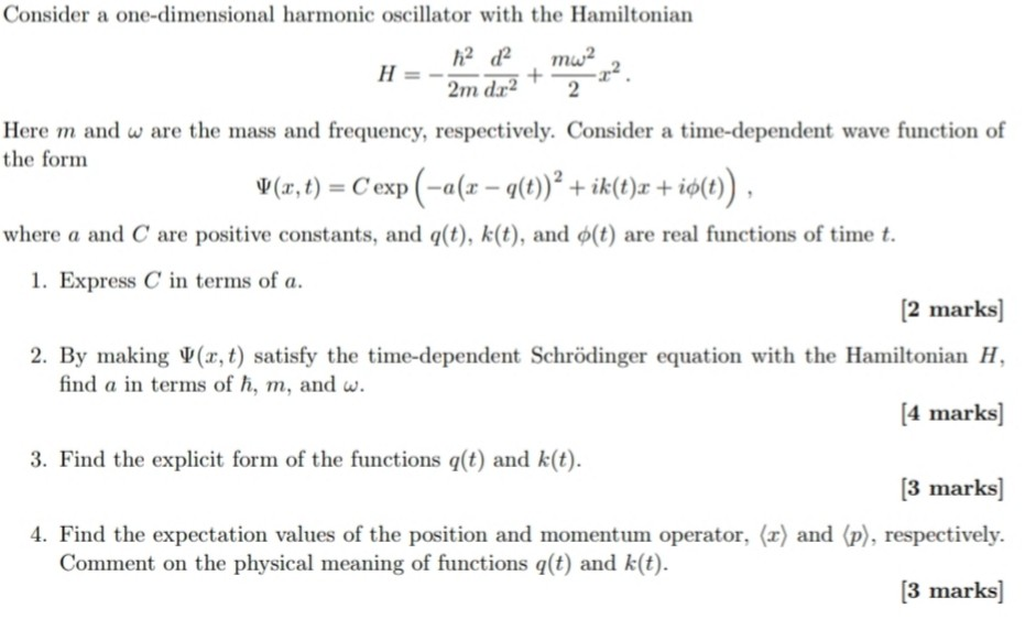 Solved Consider a one-dimensional harmonic oscillator with | Chegg.com