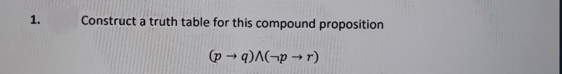 Solved Construct A Truth Table For This Compound Proposition