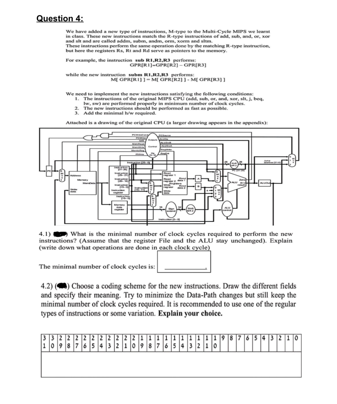 Solved Question 4:We have added a new type of instructions, | Chegg.com