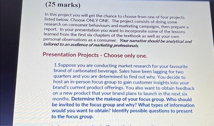 Solved In this project you will get the chance to choose | Chegg.com