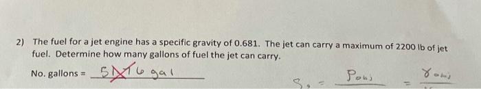 Solved 2) The fuel for a jet engine has a specific gravity | Chegg.com