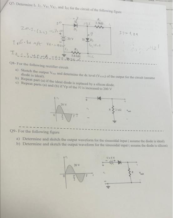 Solved Q7- Determine I1,I2,VB,VB, and lD for the circuit of | Chegg.com