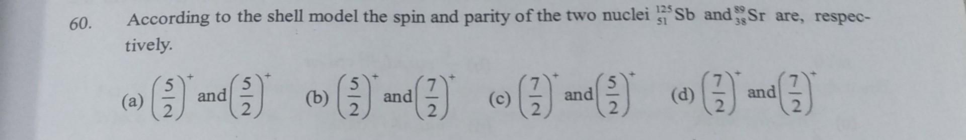 Solved According to the shell model the spin and parity of | Chegg.com