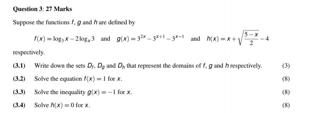 Solved Suppose the functions f,g and h are defined by | Chegg.com
