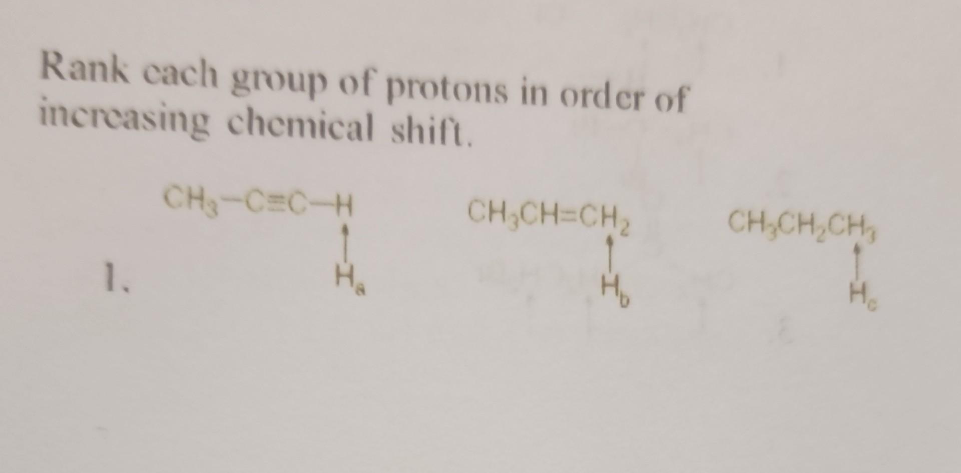 Solved Rank each group of protons in order of increasing | Chegg.com