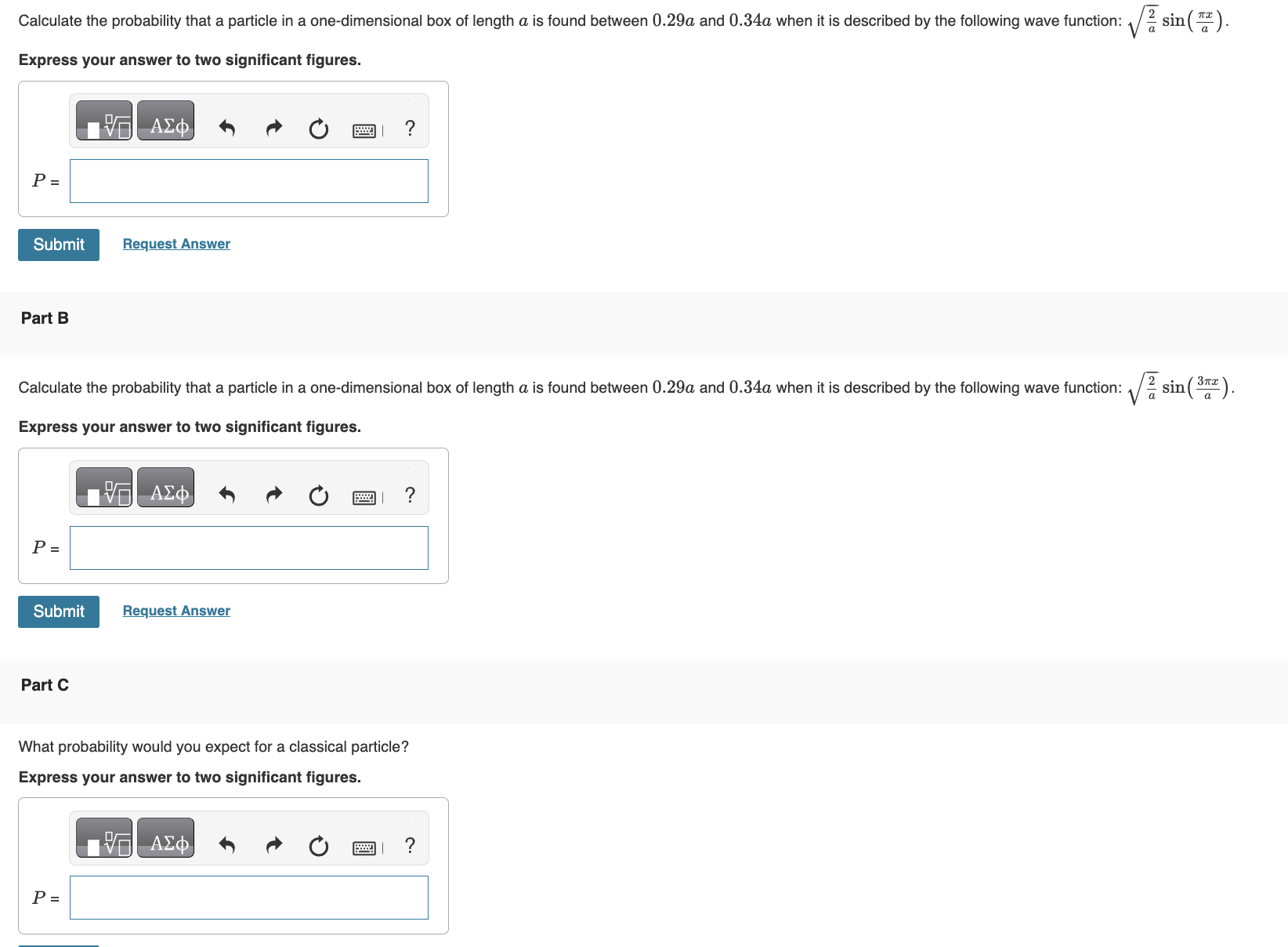 Calculate the probability that a particle in ﻿a | Chegg.com