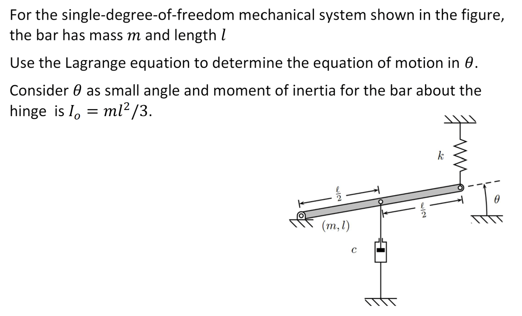 Solved For the single-degree-of-freedom mechanical system | Chegg.com