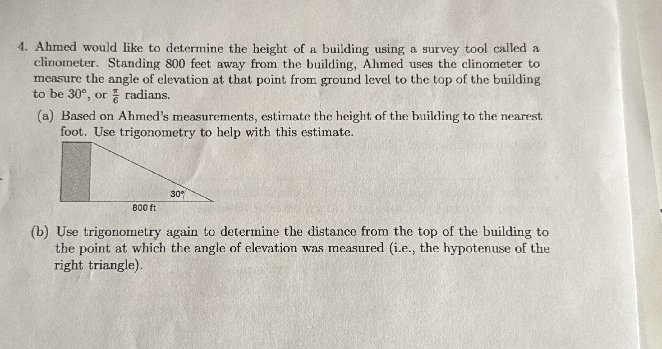 Solved Ahmed would like to determine the height of a | Chegg.com