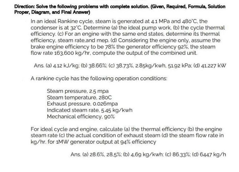 Solved ection: Solve the following problems with complete | Chegg.com