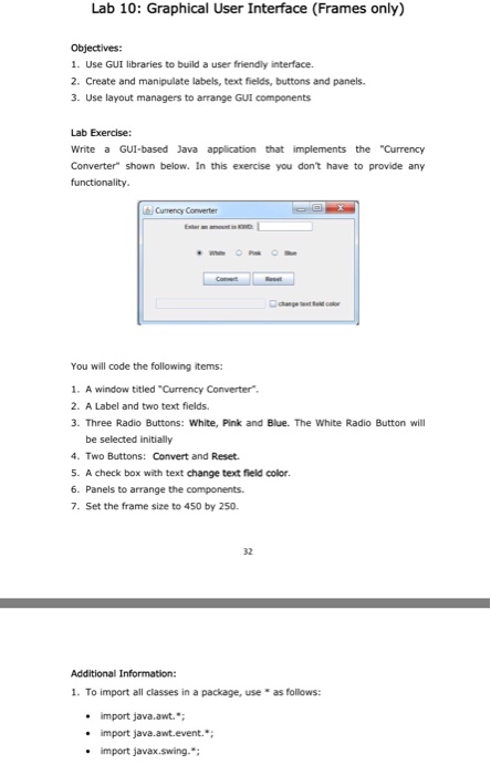 Solved Lab 10: Graphical User Interface (Frames only) | Chegg.com