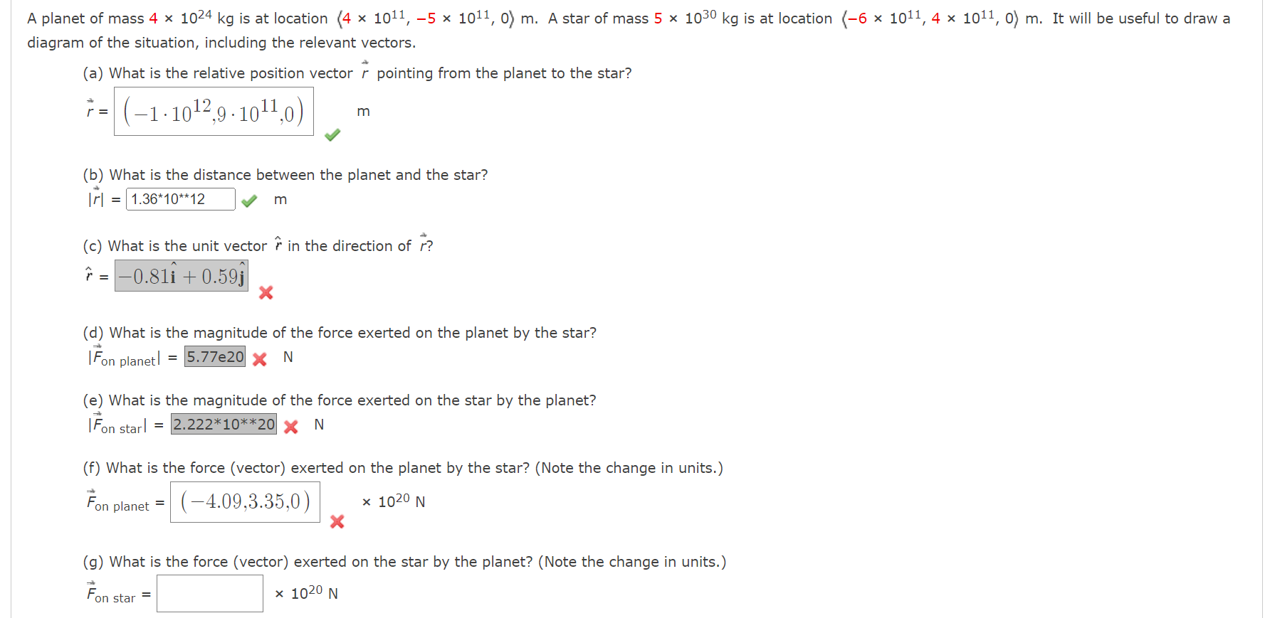 Solved A planet of mass 4×1024kg ﻿is at location | Chegg.com