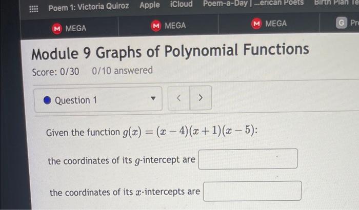 Solved Module 9 Graphs Of Polynomial Functions Score 